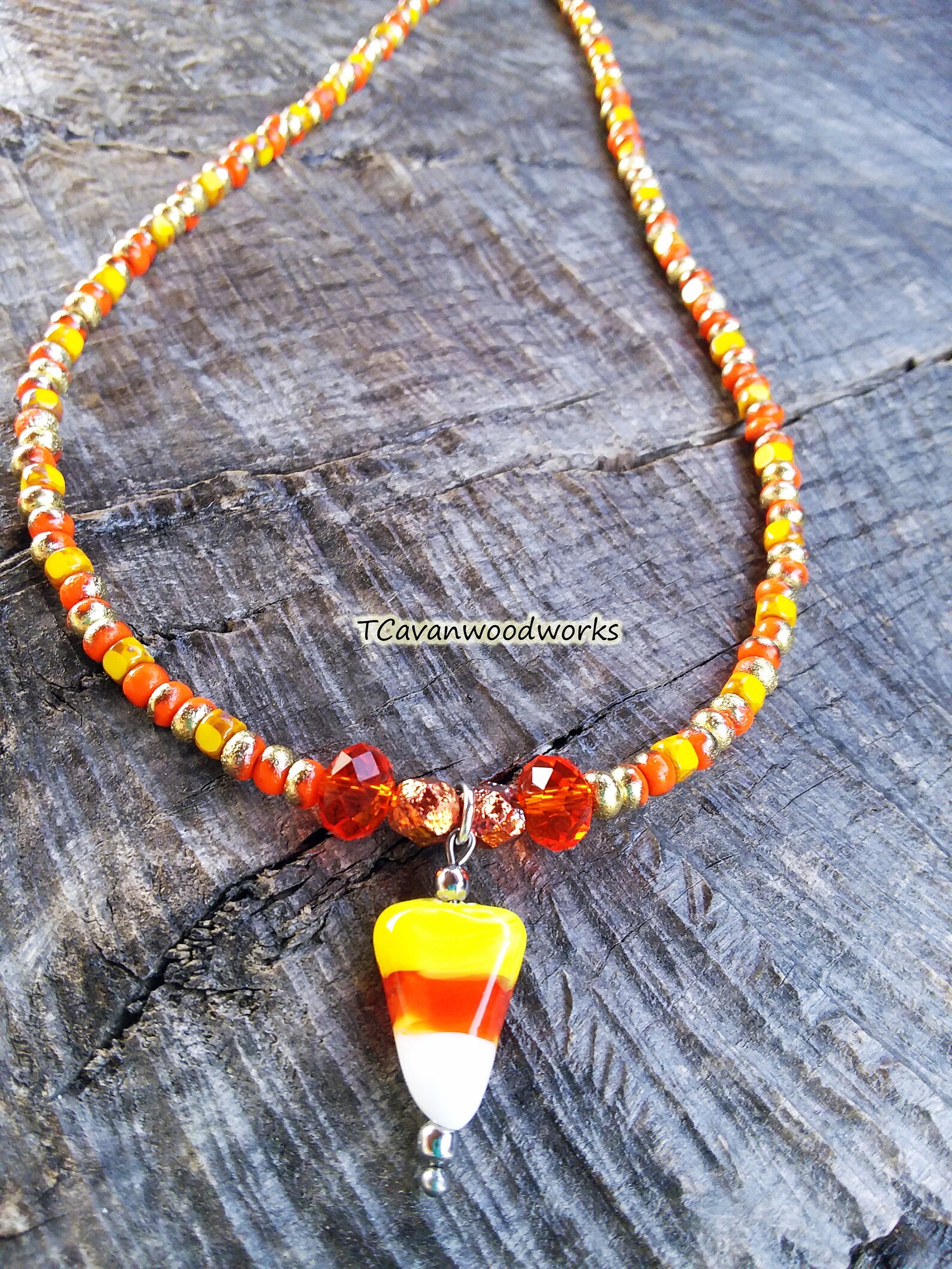 CANDY CORN NECKLACE Glass Candy Corn Fall Necklace - Etsy