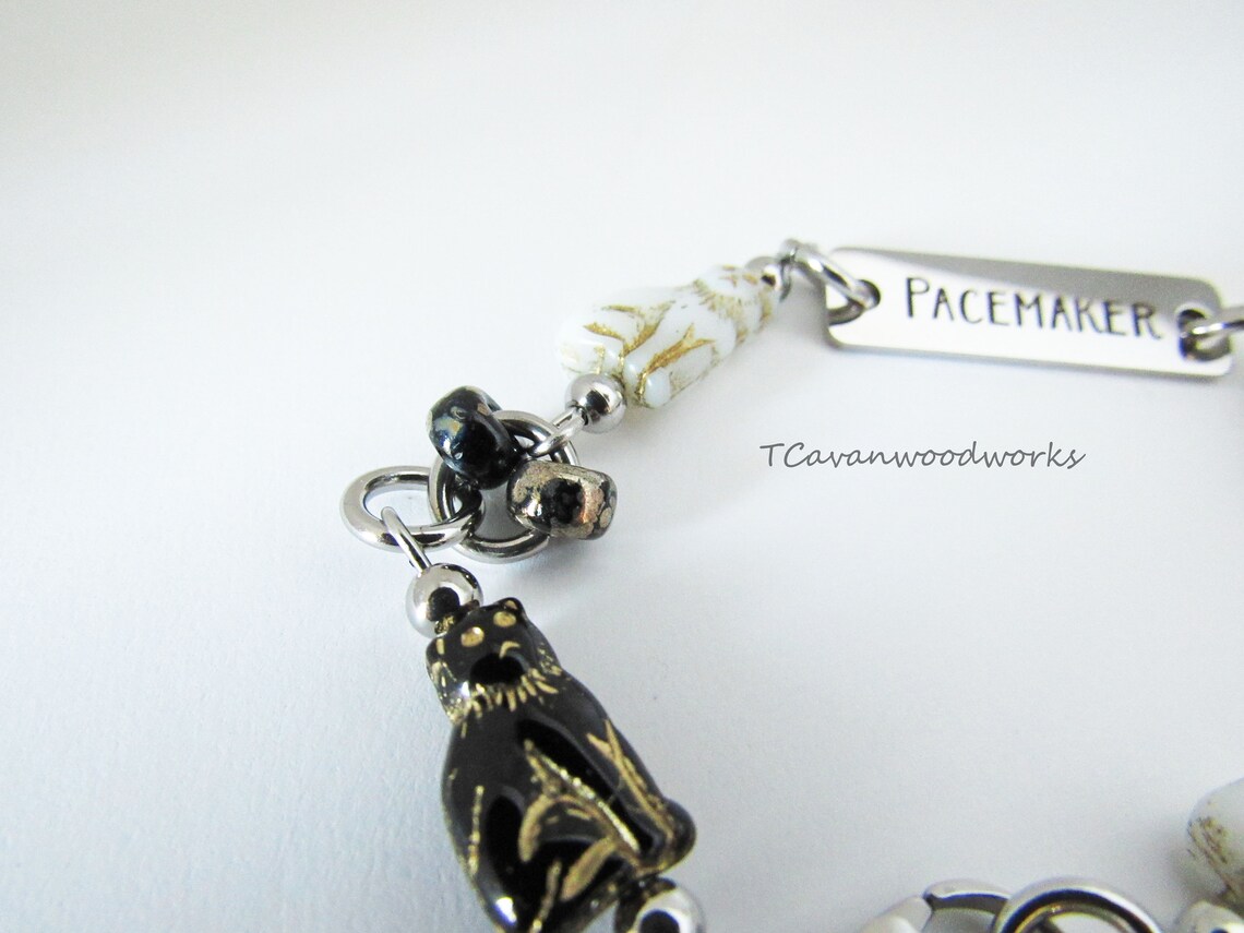 Pacemaker Stainless Medical Id Bracelet Cat Themed Glass Bead - Etsy