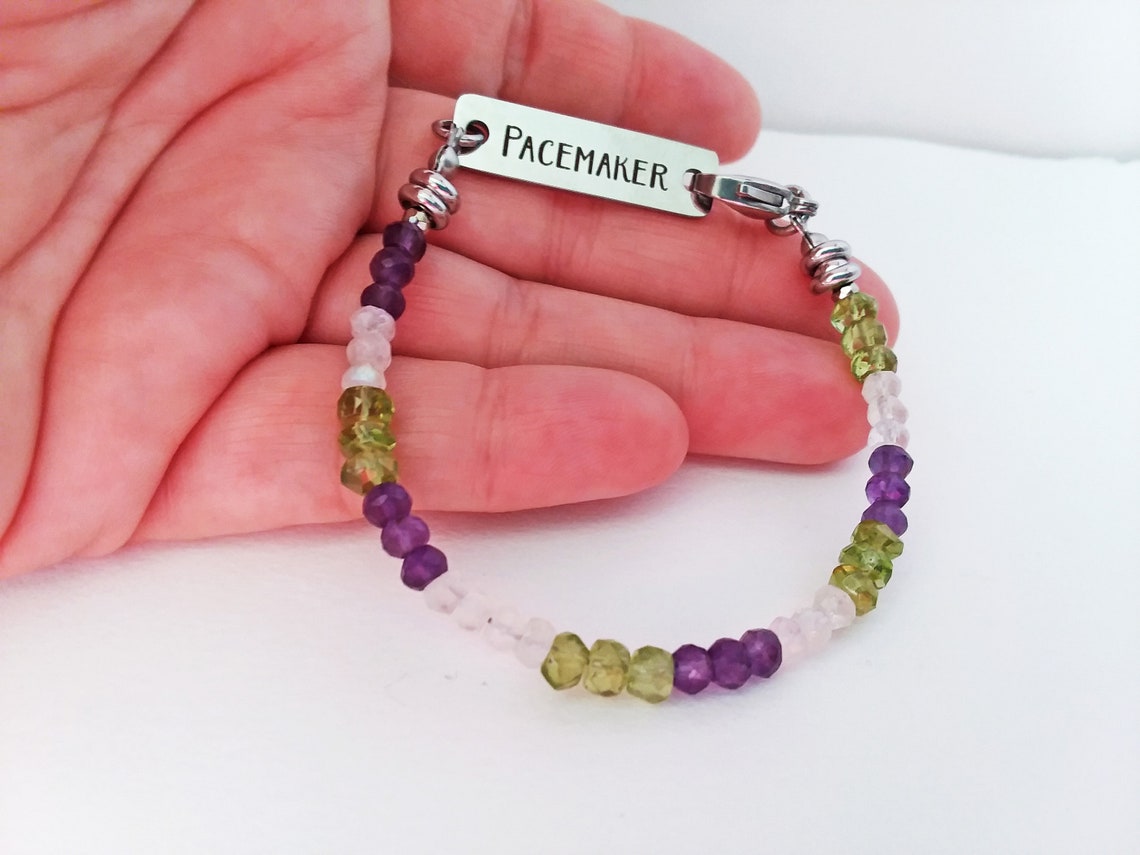 Pacemaker Medical Id Bracelet Genuine Gemstones Peridot - Etsy