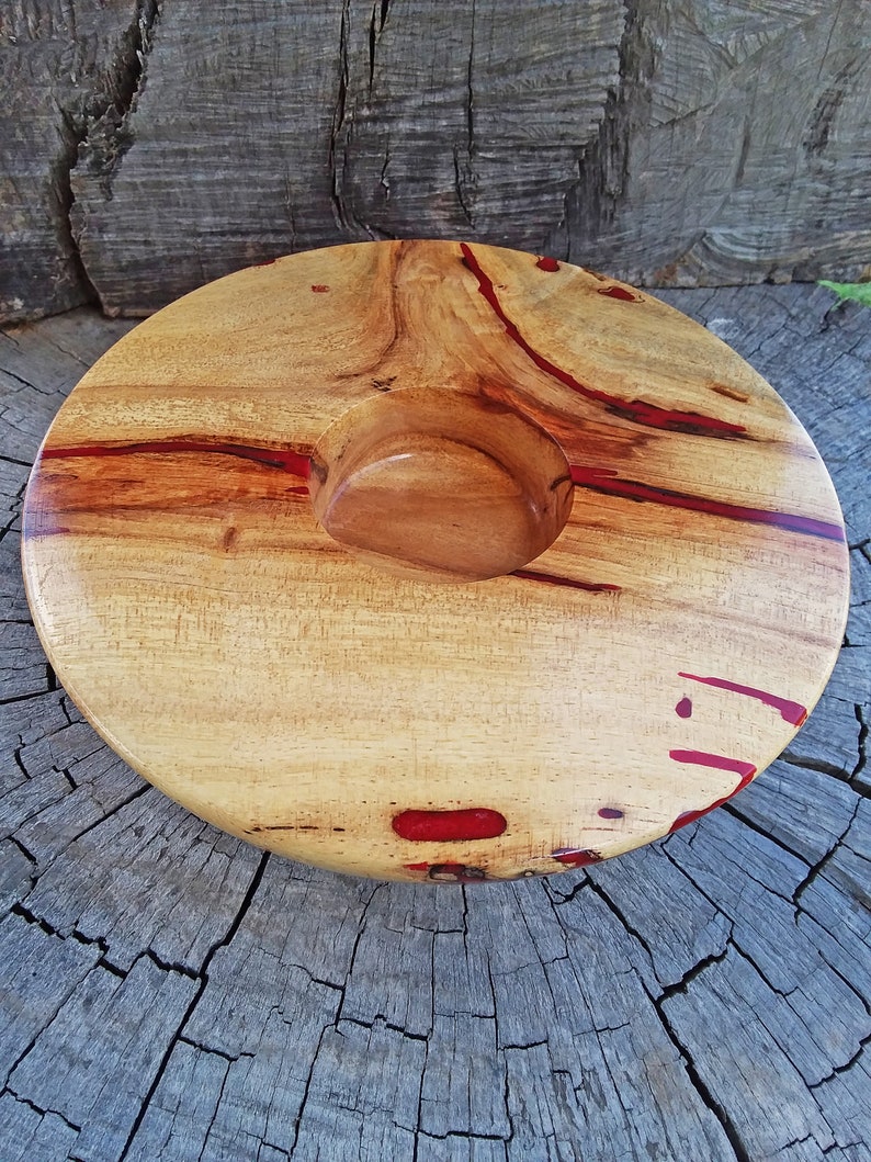 Wood Bowl Inlaid Resin Wood Bowl Candle Bowl Red Resin | Etsy