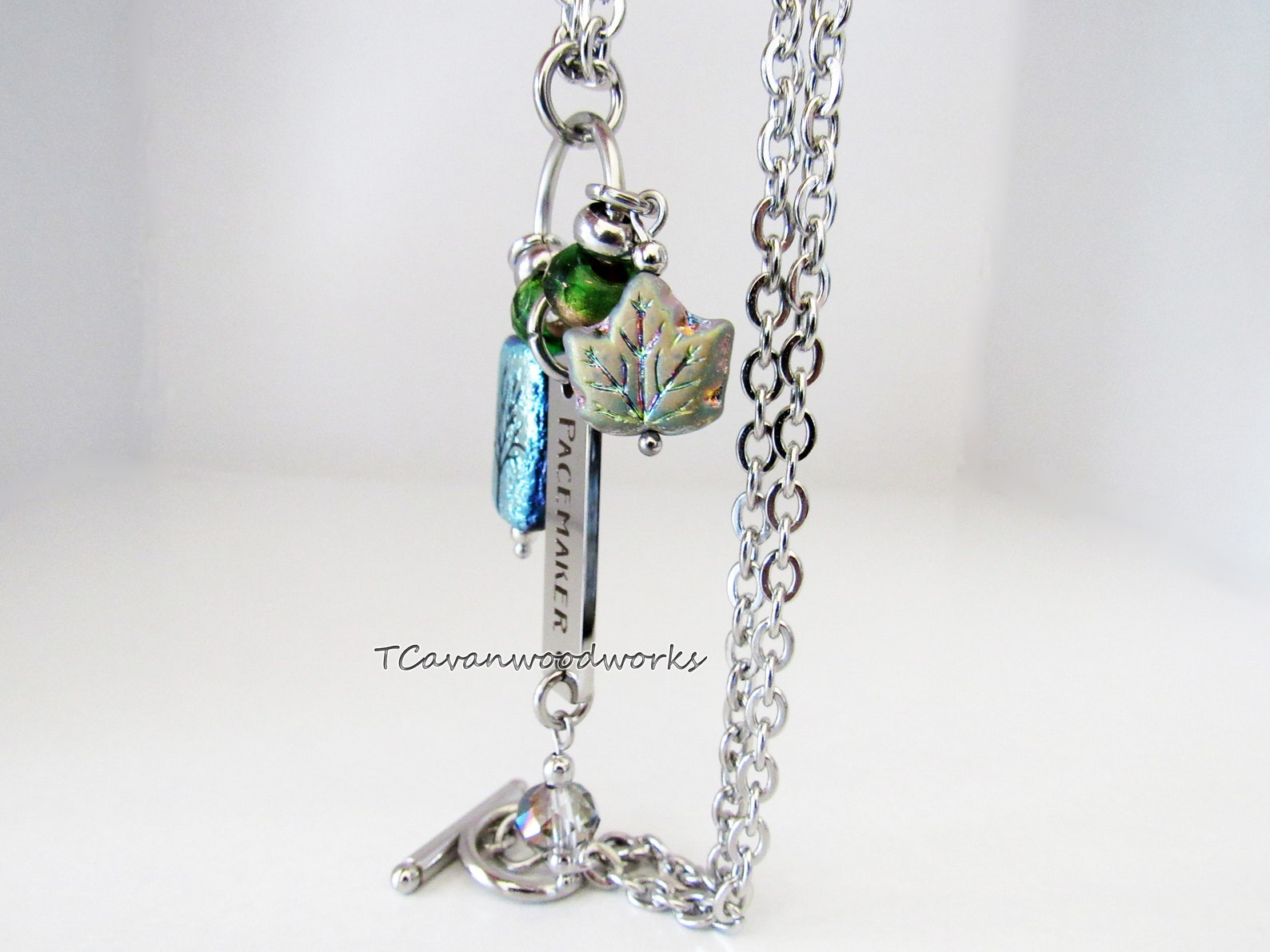 Pacemaker Id Necklace Maple Leaf Tree Charm Stainless - Etsy