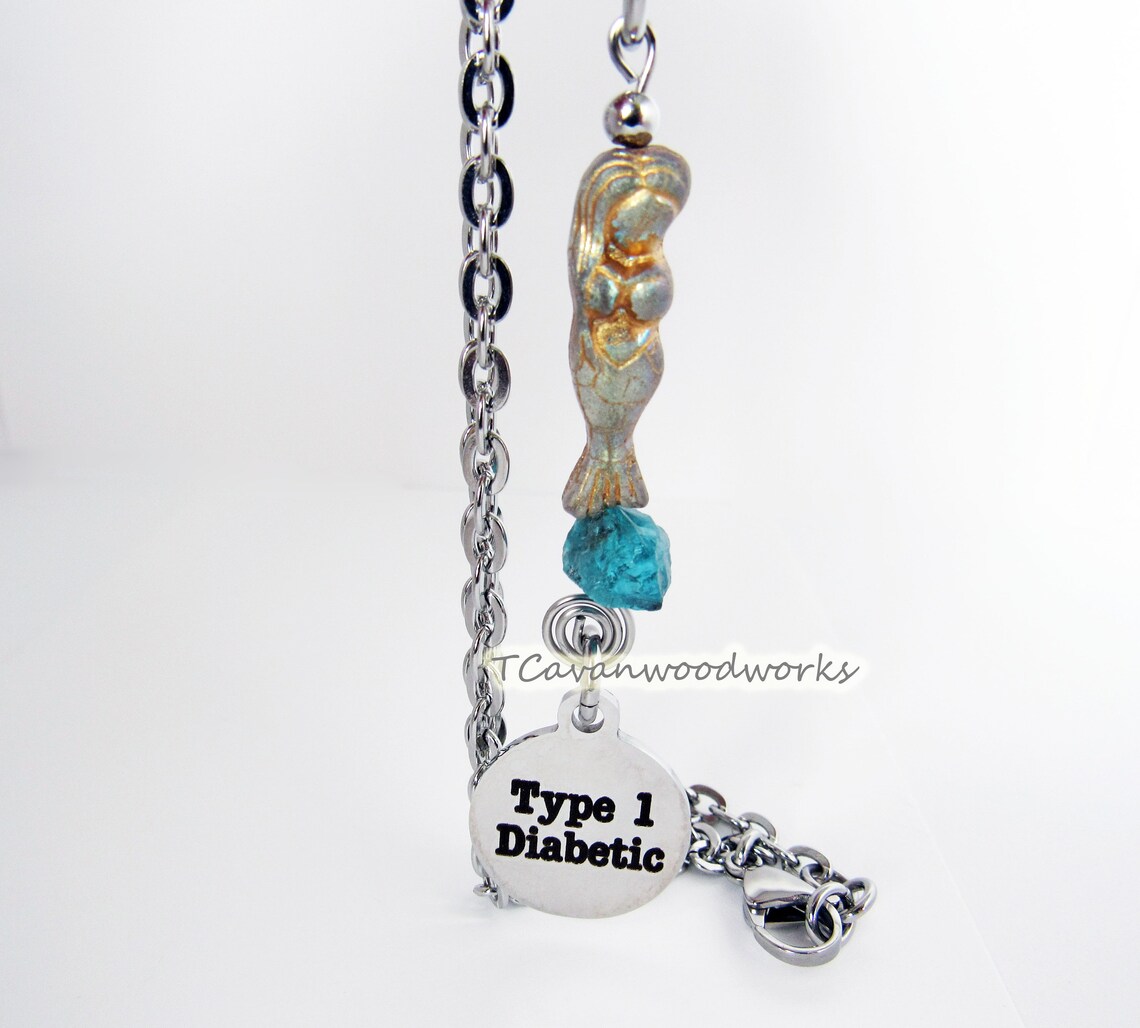 Type 1 Diabetic Necklace Mermaid Ocean Gemstone Charm Necklace - Etsy