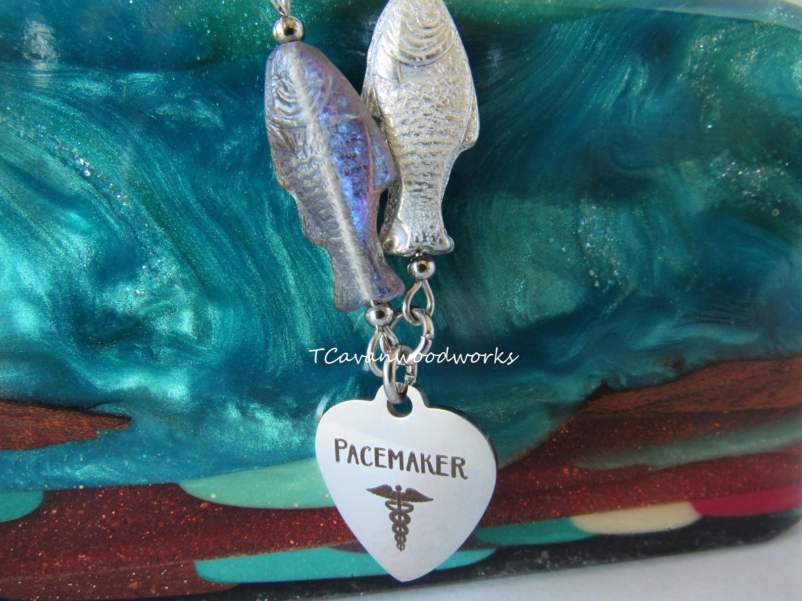 Pacemaker Necklace Fish Themed Pendant Glass Bead Pacemaker - Etsy