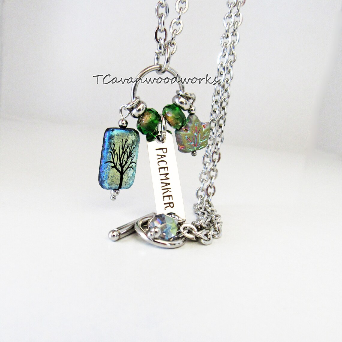 Pacemaker Id Necklace Maple Leaf Tree Charm Stainless - Etsy