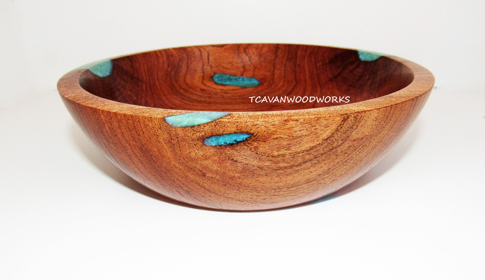 RESIN INLAID Wood Bowl Hand Turned Wood Bowl Aqua Blue Resin Inlay ...