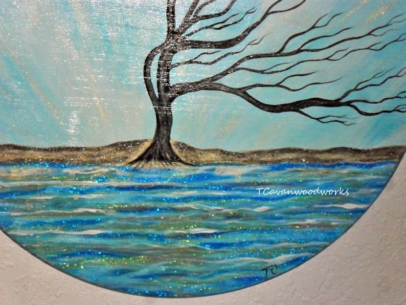 Windswept Tree Painting Wind Swept Tree Art Ocean Waves - Etsy UK