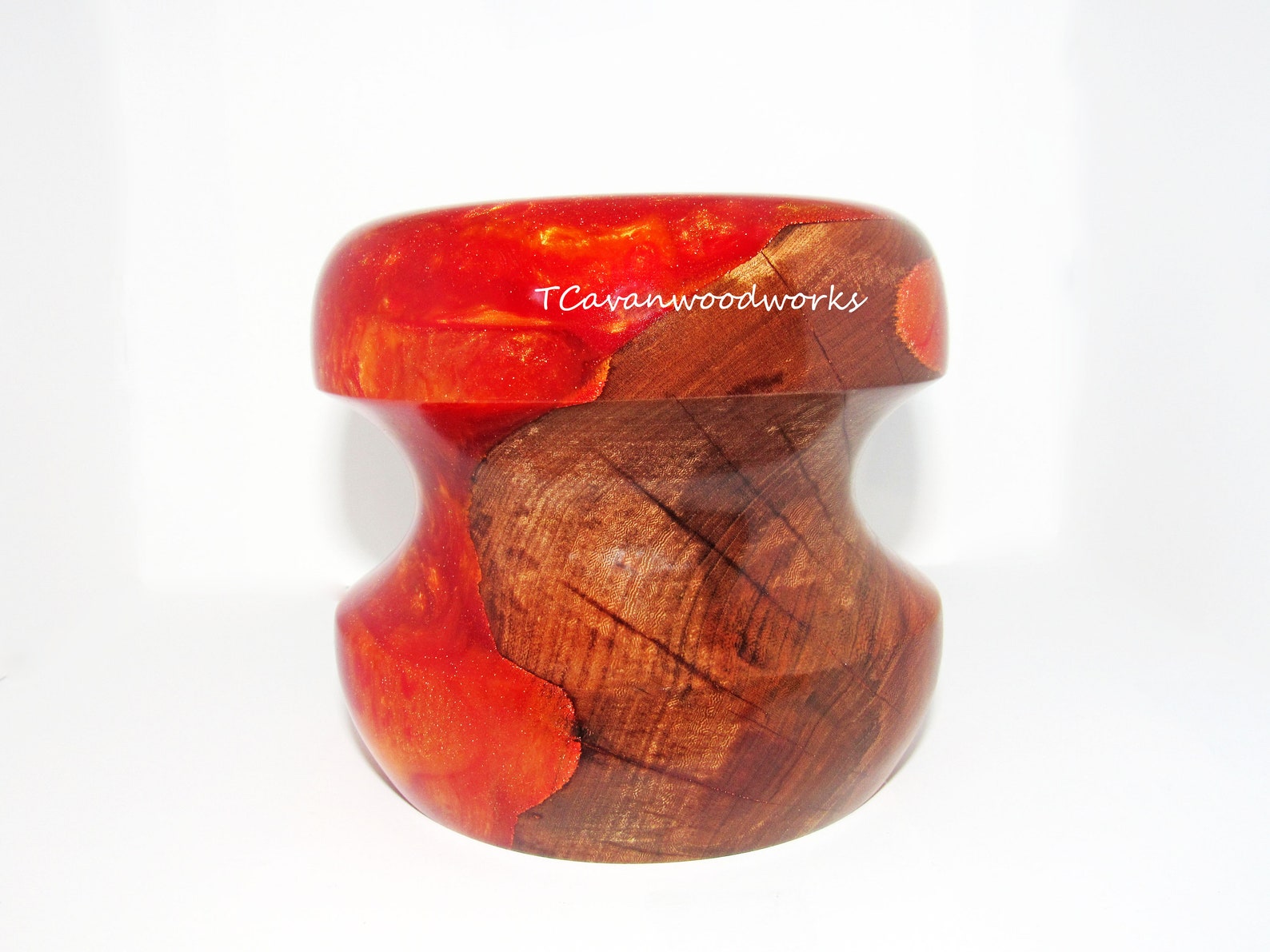 Fire Flames Resin Inlaid Wood Turning Art Hand Turned Honey Mesquite ...