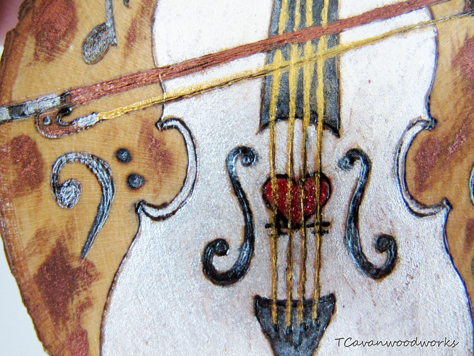 Violin / Cello Wood Ornaments Wood Burning Art Cello Ornament Violin ...