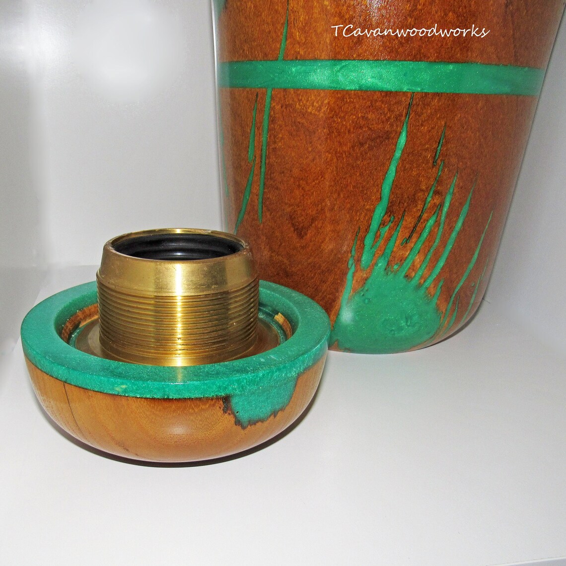 Wood Urn Resin Inlaid Hand Turned Mulberry Wood Seafoam Green - Etsy