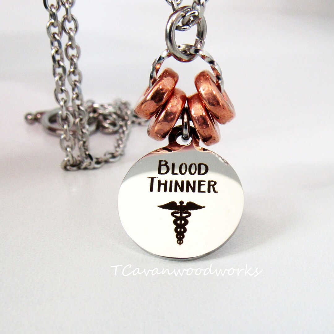 Blood Thinner Id Necklace Stainless Elegant Copper Mixed Metals Style ...