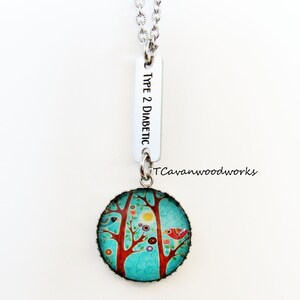 Type 2 Diabetic Necklace Whimsical Bird Pendant Type 2 Diabetic Medical ...