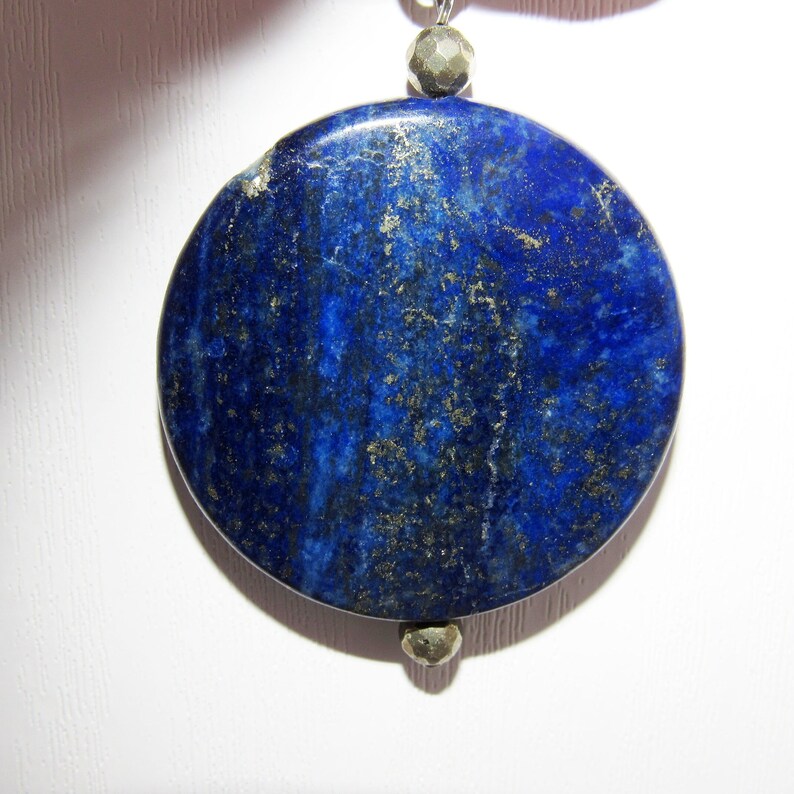 Large Lapis Round Pendant Unique Starry Night Sky Look in the - Etsy