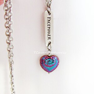 PACEMAKER NECKLACE Stainless Medical Alert Id Long Necklace Etched ...