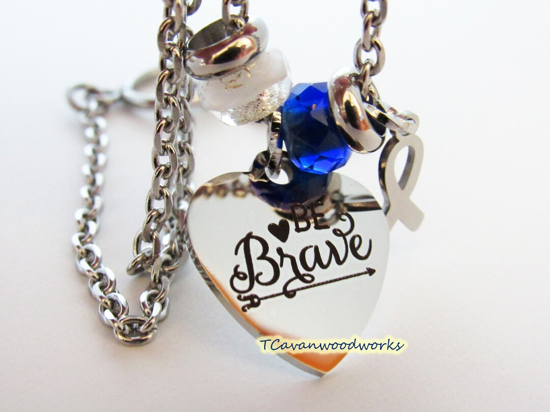 ALS Be Brave Heart Arrow Charm Necklace Als Jewelry Gift Als Warrior ...