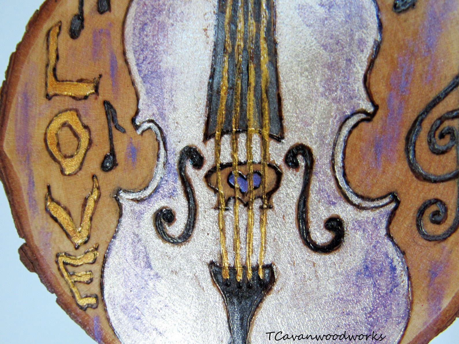 Violin / Cello Wood Ornaments Wood Burning Art Cello Ornament Violin ...