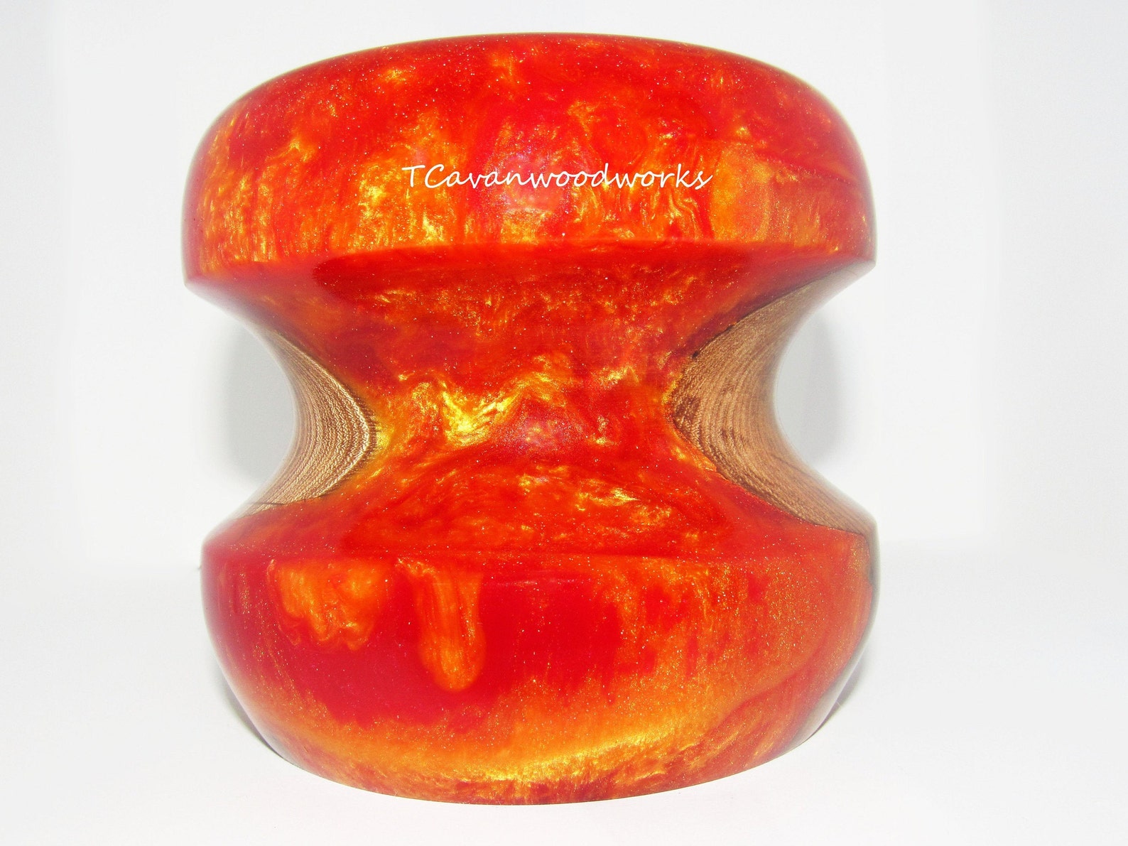 Fire Flames Resin Inlaid Wood Turning Art Hand Turned Honey Mesquite ...