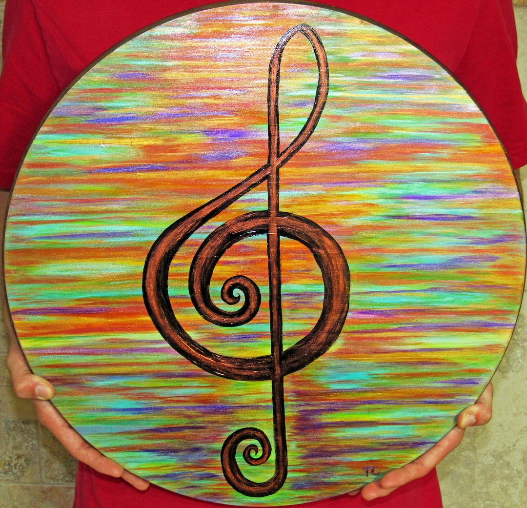 Treble Clef Wall Art, Wood Art, Metallic Abstract Colors, Music Wall ...