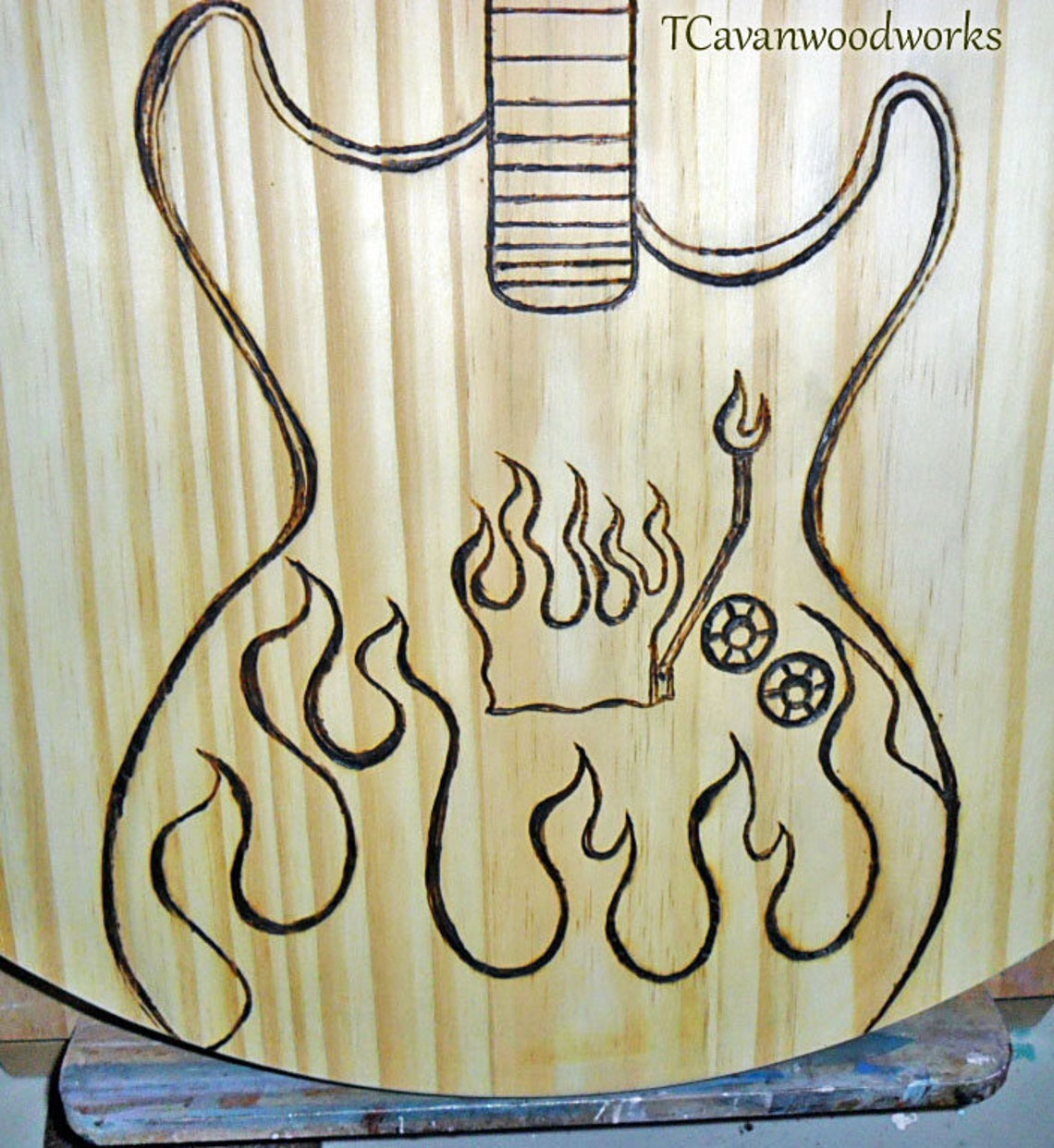 Flame Guitar Painting Guitar Player Painting Guitarist Art | Etsy
