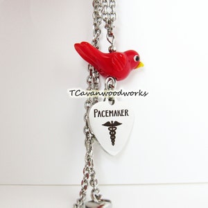 Pacemaker Red Bird Cardinal Necklace Pacemaker Stainless Medical Id ...