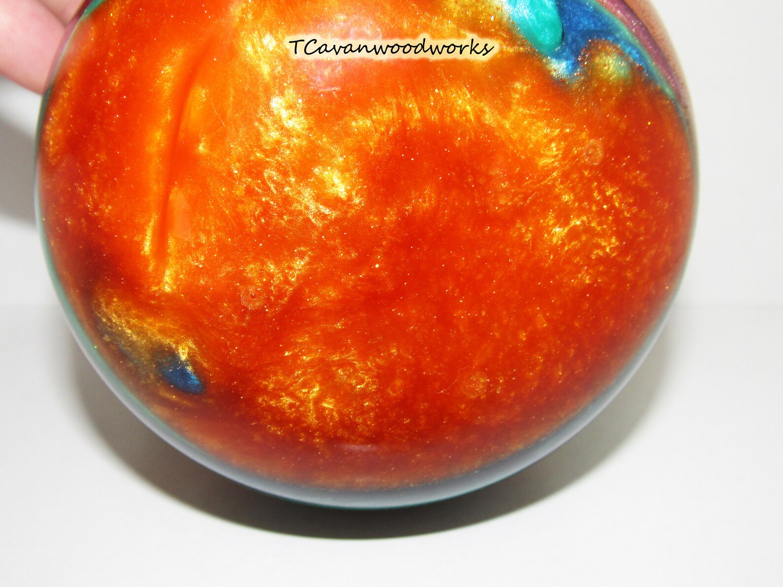Wood Turned Resin Inlaid Oblate Sphere Art Blue Moon Fireball Galaxy ...