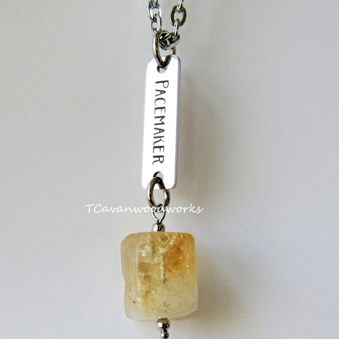 Pacemaker Necklace Gemstone Raw Natural Citrine Pacemaker Medical Alert ...