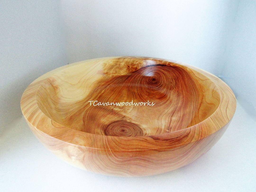 Wood Turned Cedar Bowl Pink Inlay Hand Turned Wood Bowl Gifts Wood Bowl ...