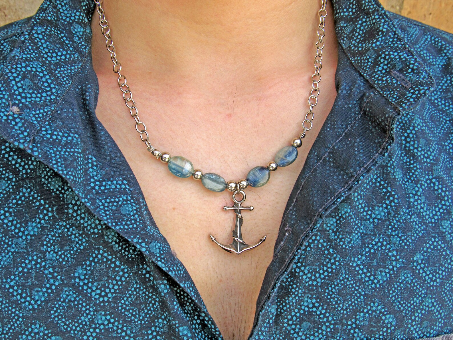 Mens Anchor Necklace Mens Anchor Pendant Stainless Steel Etsy