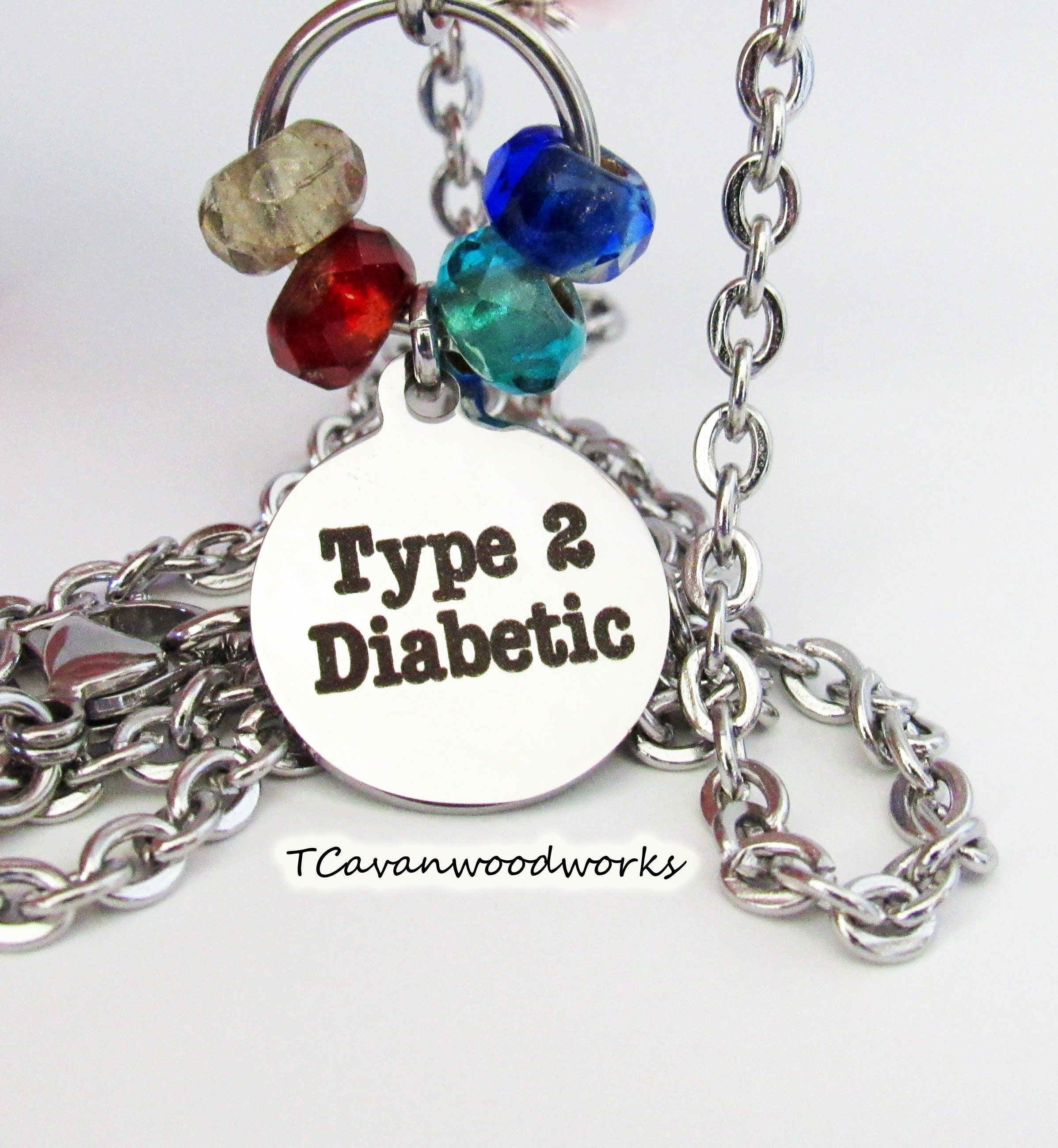 Type 2 Diabetic Necklace Long Chain Sparkling Faceted Czech Glass Beads ...