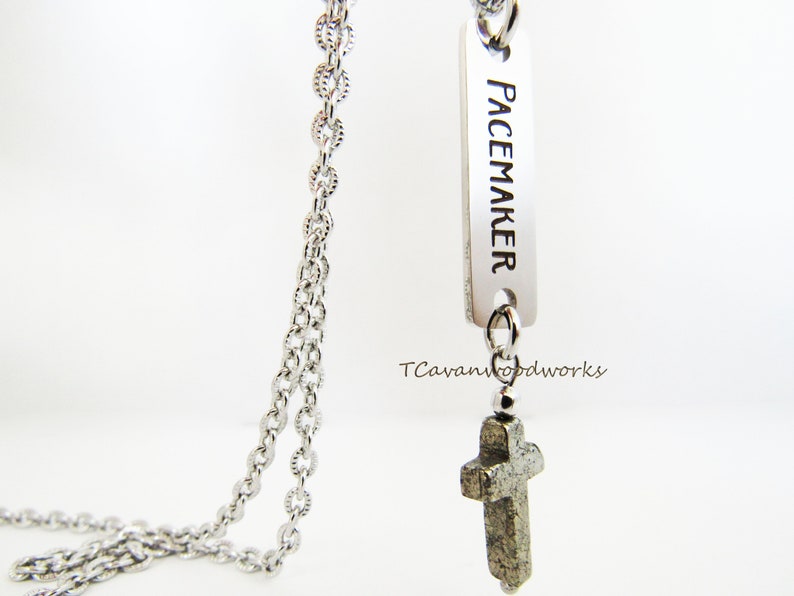 Pacemaker Medical Id Necklace Pyrite Gemstone Cross Pacemaker - Etsy