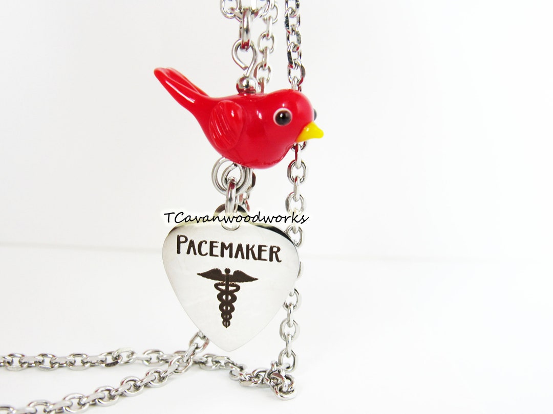 Pacemaker Red Bird Cardinal Necklace Pacemaker Stainless Medical Id ...