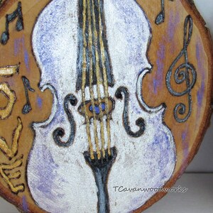 Violin / Cello Wood Ornaments Wood Burning Art Cello Ornament Violin ...