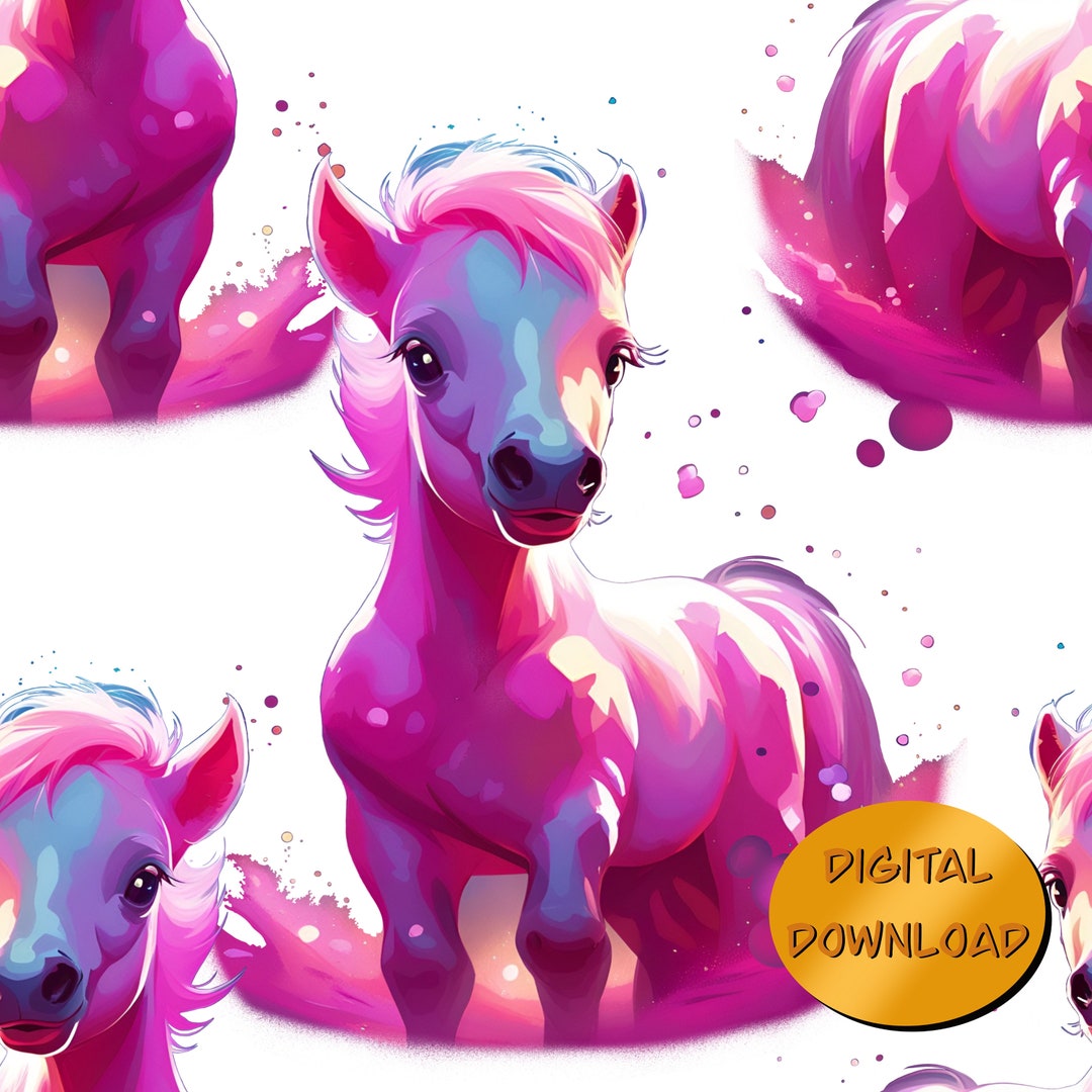 Pinky, the Pink Foal Horse Seamless Pattern - Etsy