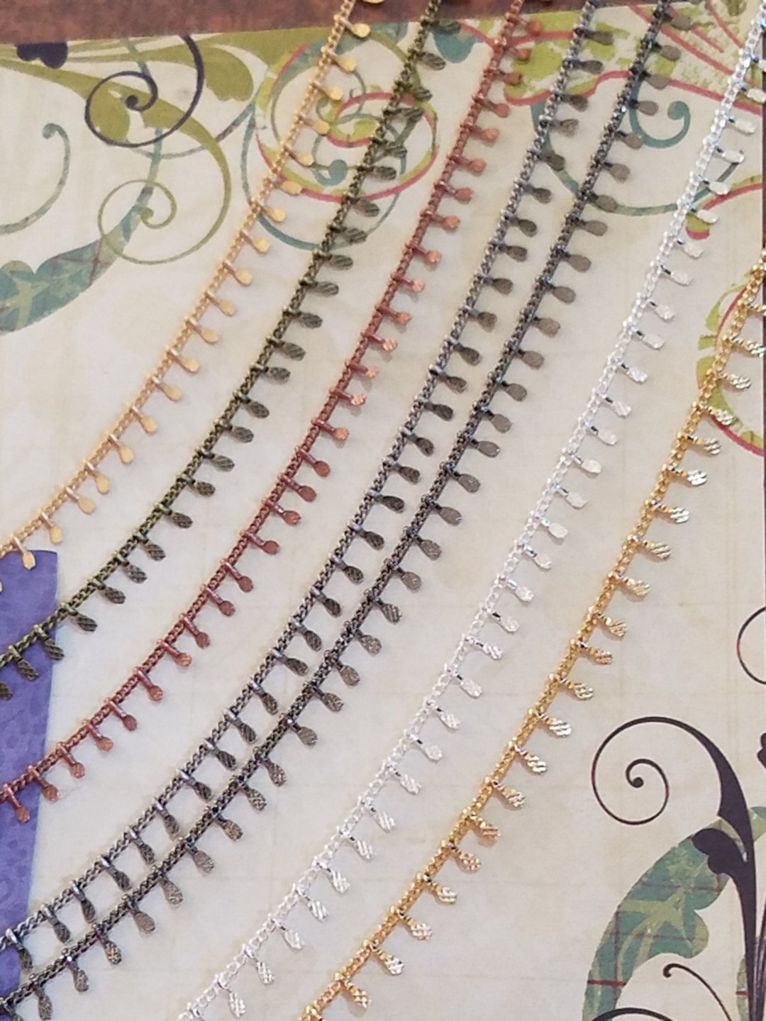 Tab Fringe Chain Small 1.5 Mm Curb Chain With Tiny Tabs Great With ...