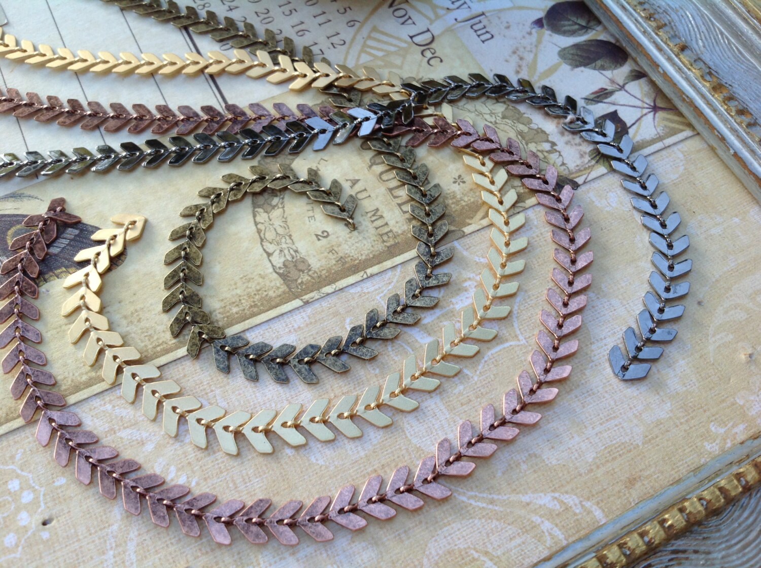 Chevron chain-Herring bone fish bone-6.5mm flat chevron | Etsy