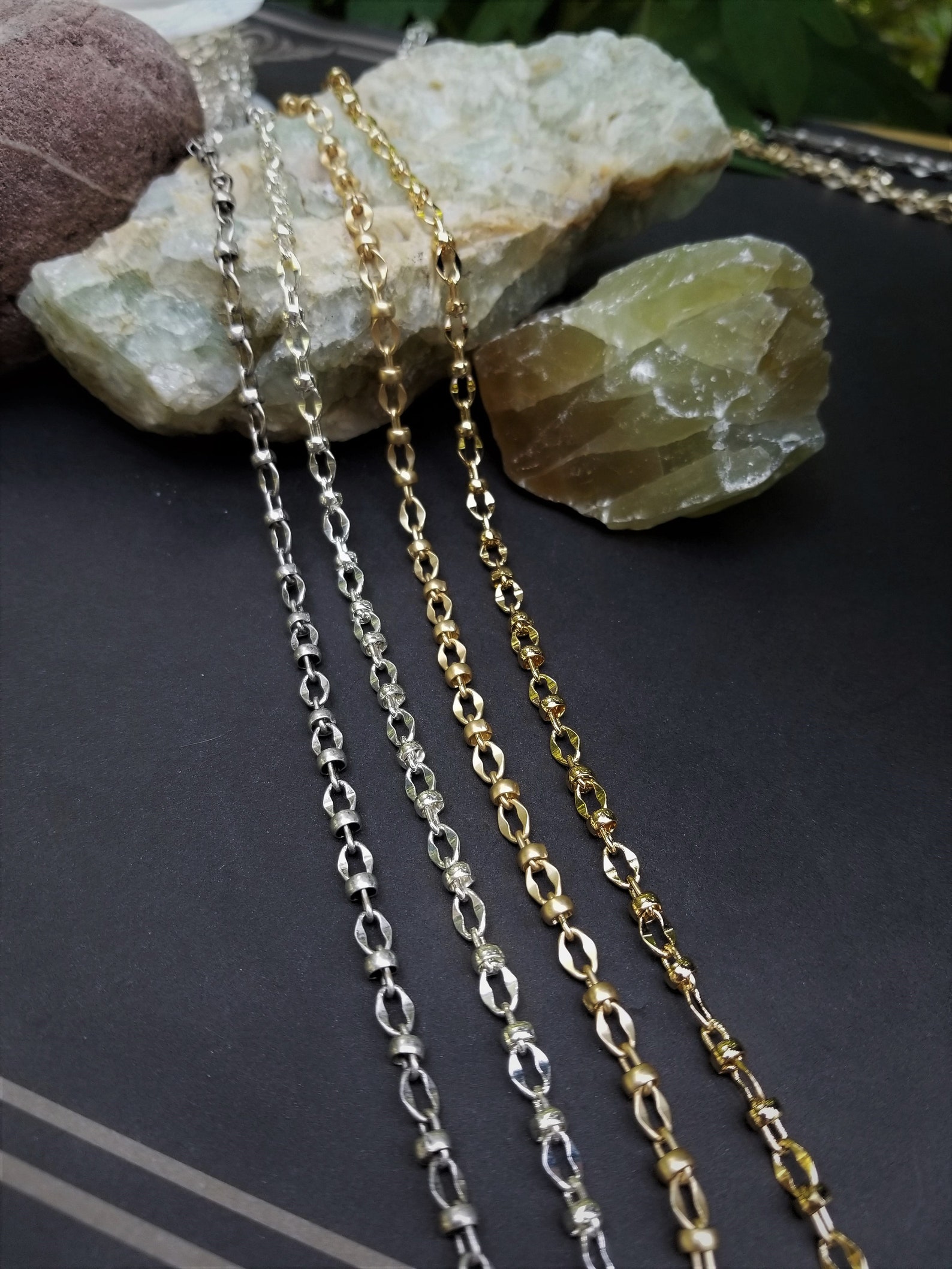 Cable Chain Hammered Flat Link With Satelite Link Trending - Etsy