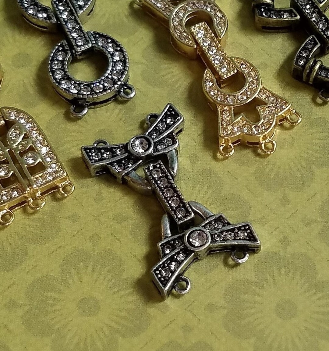 Rhinestone Clasp-ribbon Style, 2 Loops-elegant Art Deco Art Nouveau ...