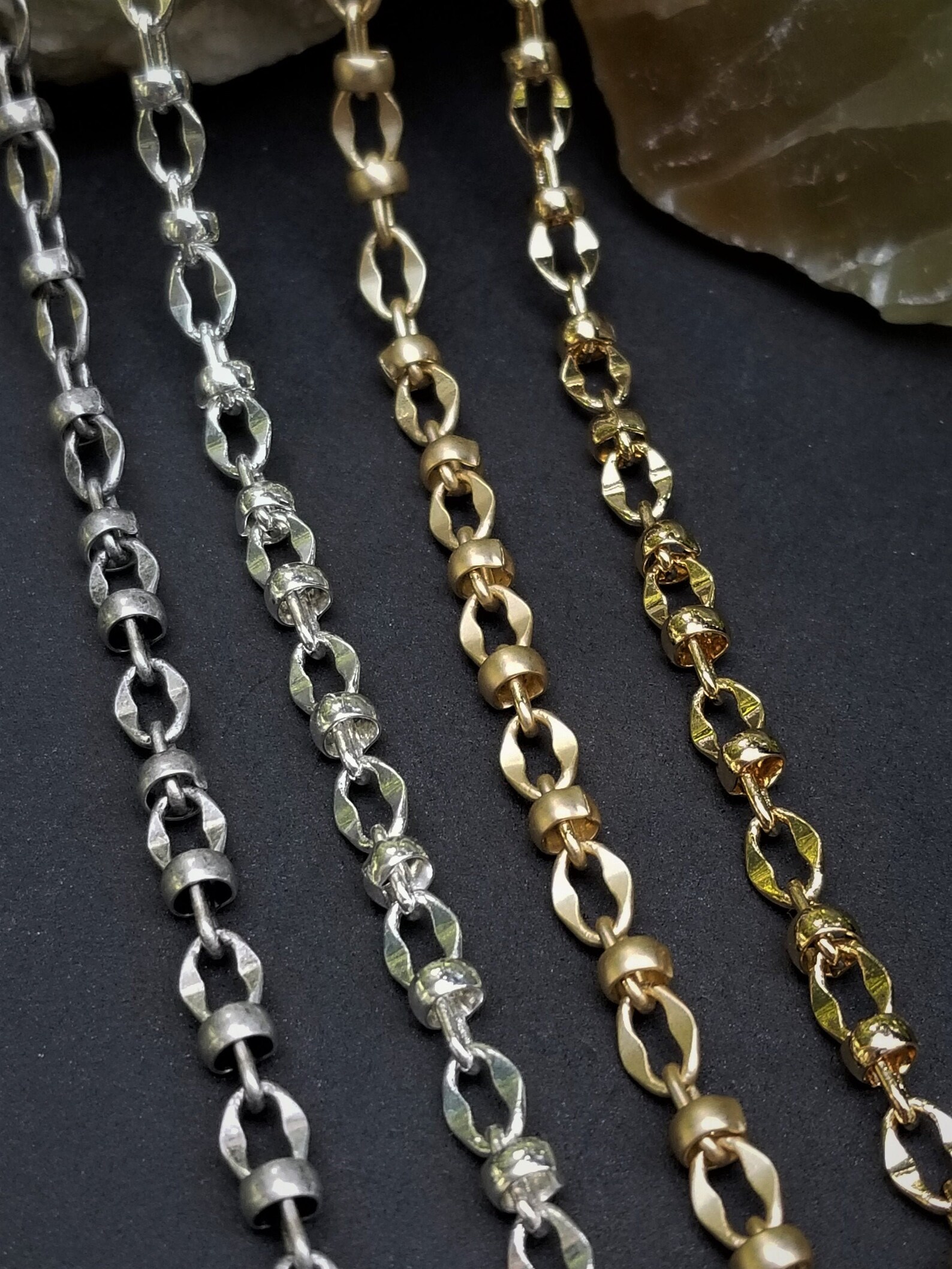 Cable Chain Hammered Flat Link With Satelite Link Trending - Etsy