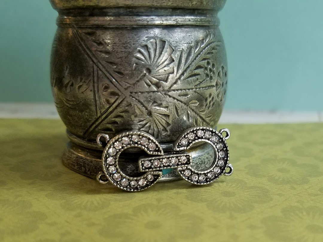 Rhinestone Clasp-double Circle, 2 Loops-elegant Art Deco Art Nouveau ...