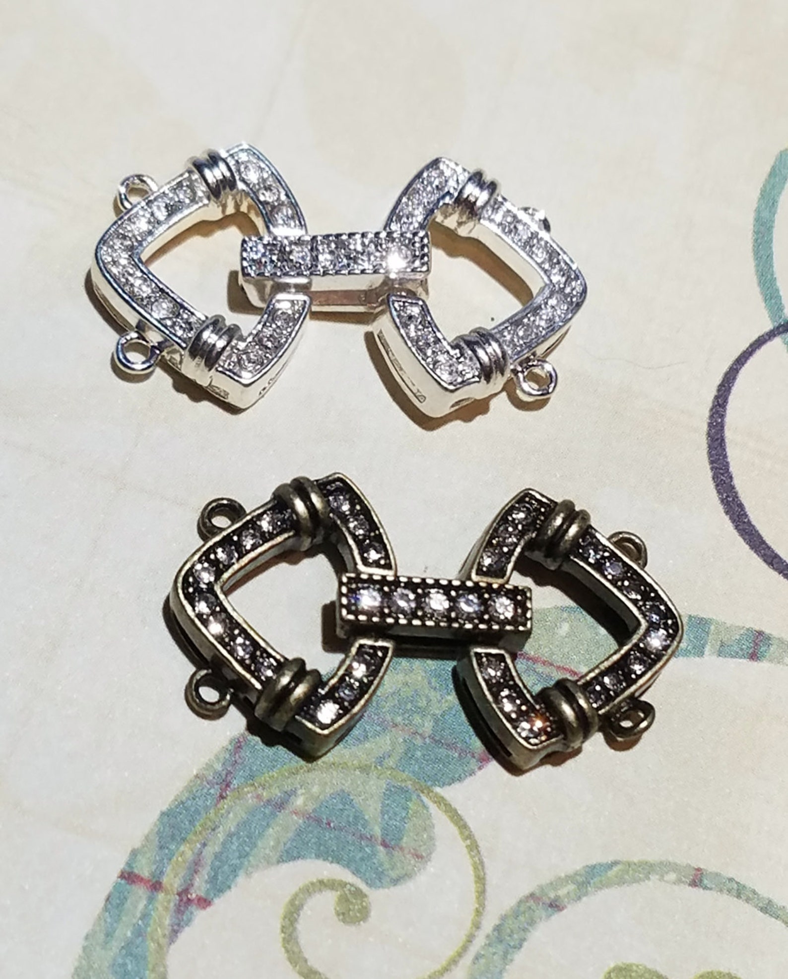 Rhinestone Clasp-triangle Style 2 Loops-high Quality Hand Set - Etsy