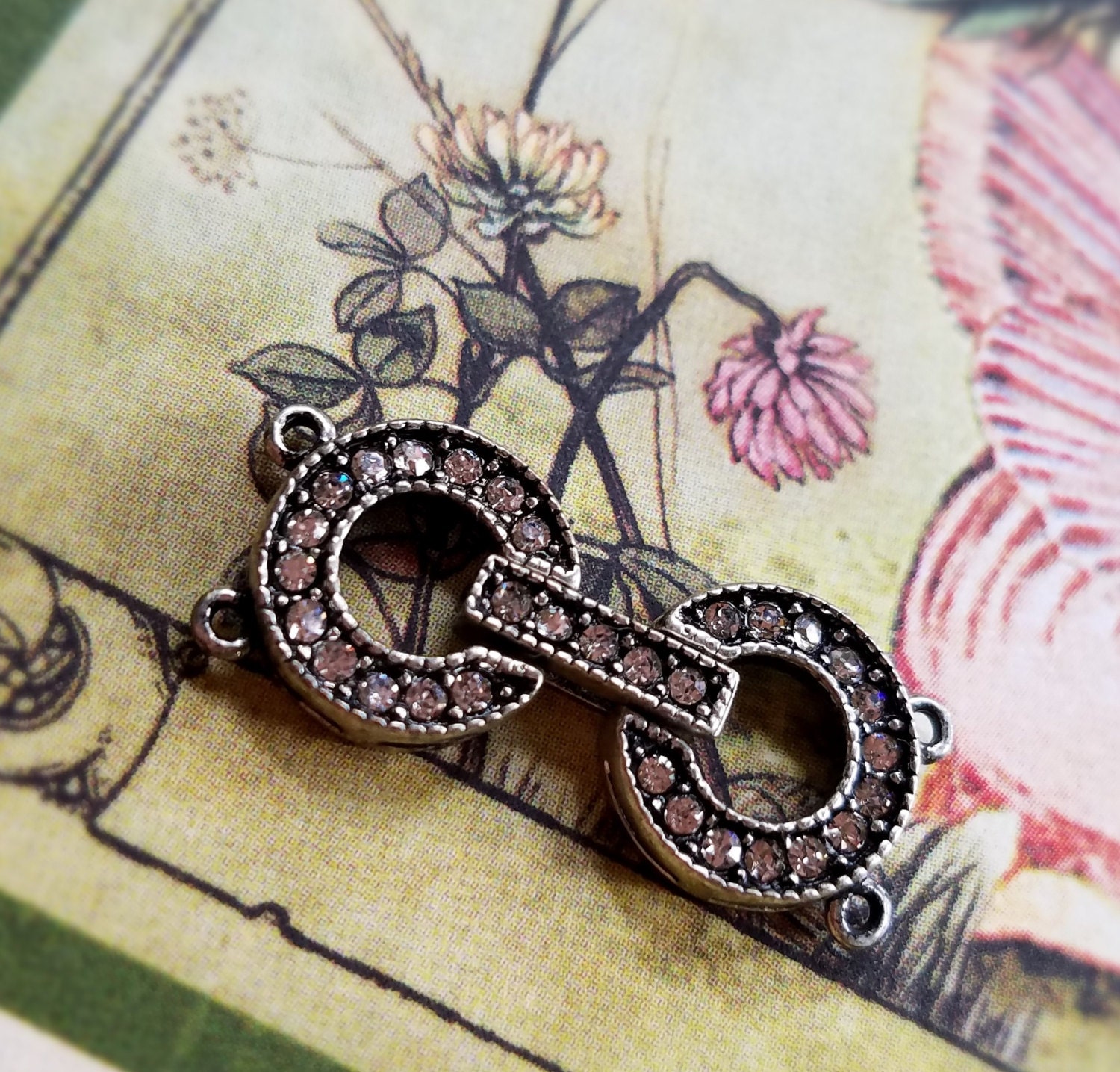 Rhinestone Clasp-double Circle 2 Loops-elegant Art Deco Art - Etsy