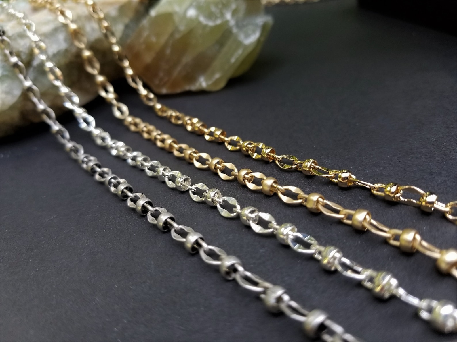 Cable Chain Hammered Flat Link With Satelite Link Trending - Etsy
