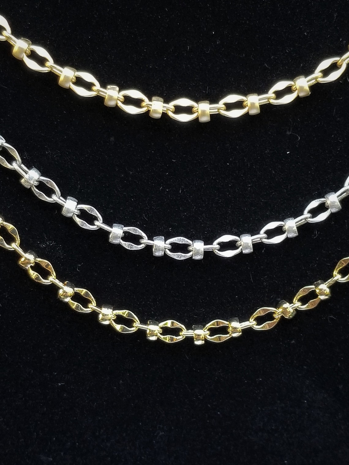 Cable Chain Hammered Flat Link With Satelite Link Trending - Etsy