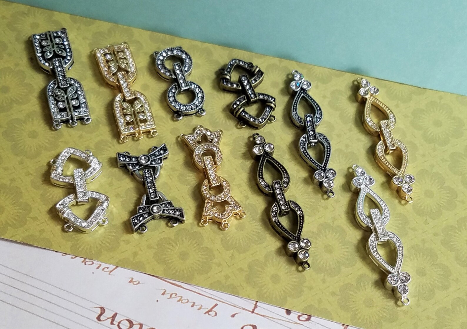 Rhinestone Clasp-ribbon Style 2 Loops-elegant Art Deco Art - Etsy