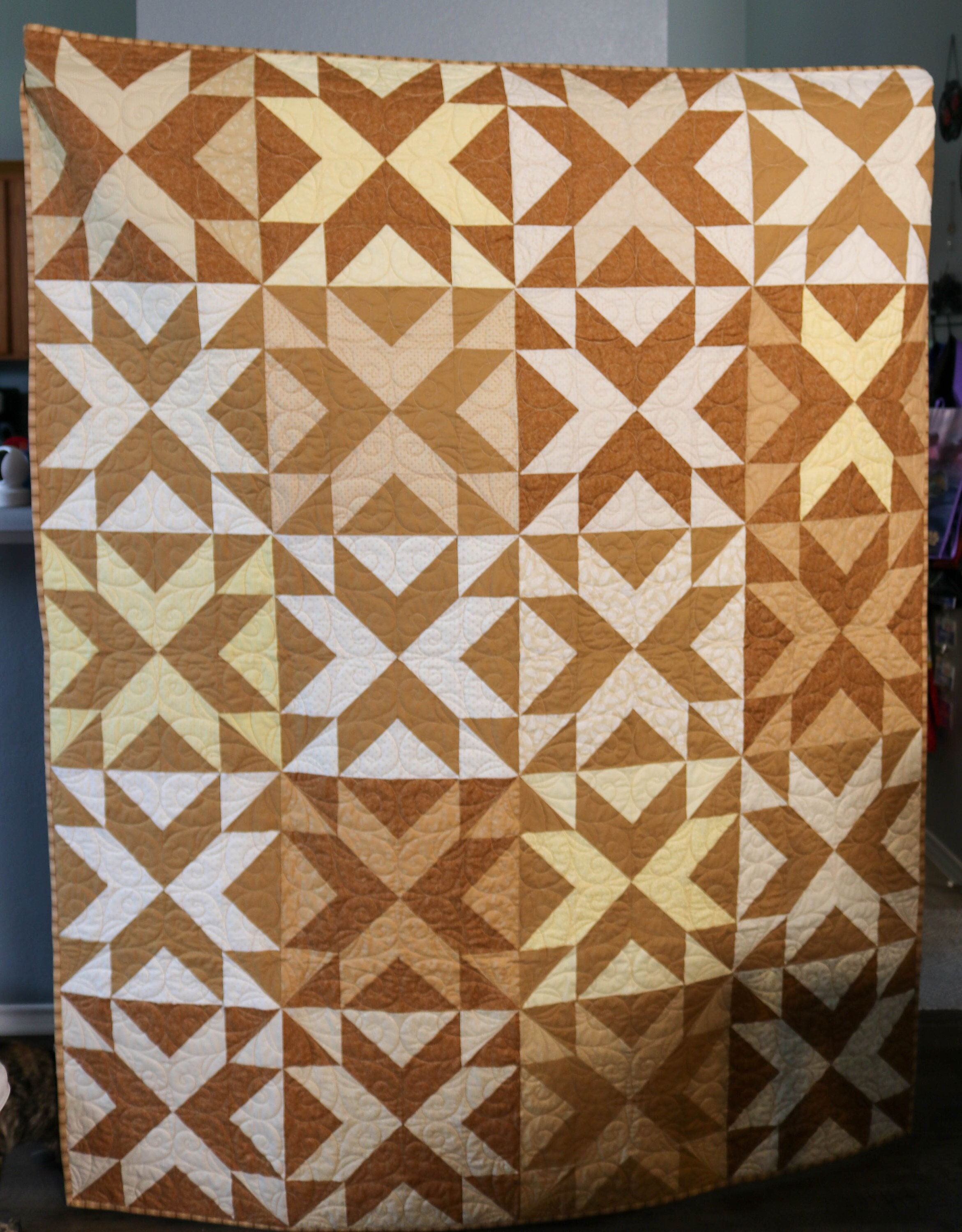 Quilt With Brown Tones and Star Patterns - Etsy