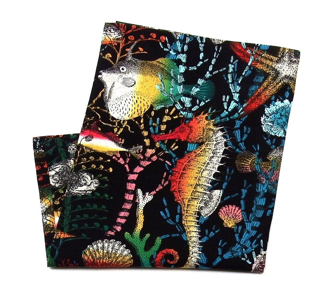 Seahorse Hanky, Sea Turtles, Starfish, Ocean Menagerie Handkerchief, 12 ...