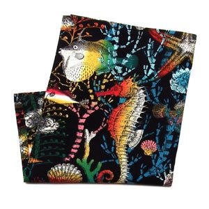 Seahorse Hanky, Sea Turtles, Starfish, Ocean Menagerie Handkerchief, 12 ...