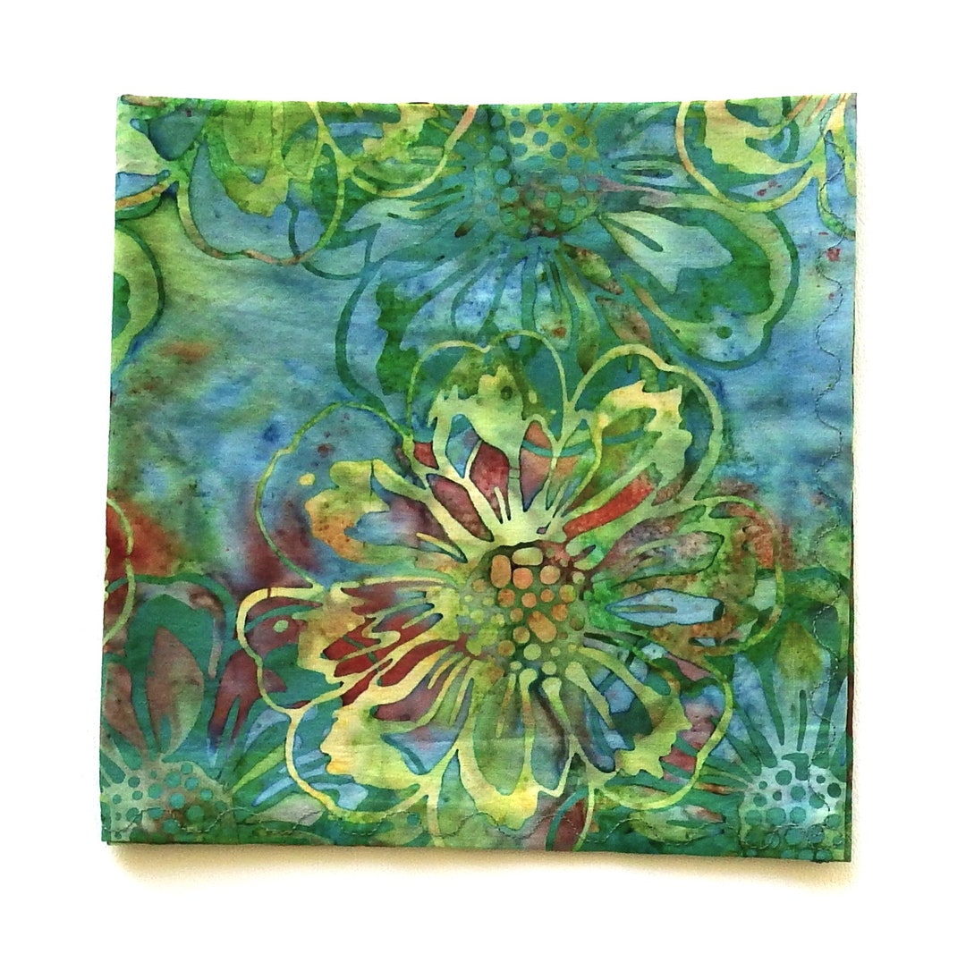 Cotton Batik Handkerchief, Yellow Hibiscus, Handmade Cloth Hankies, 14 ...