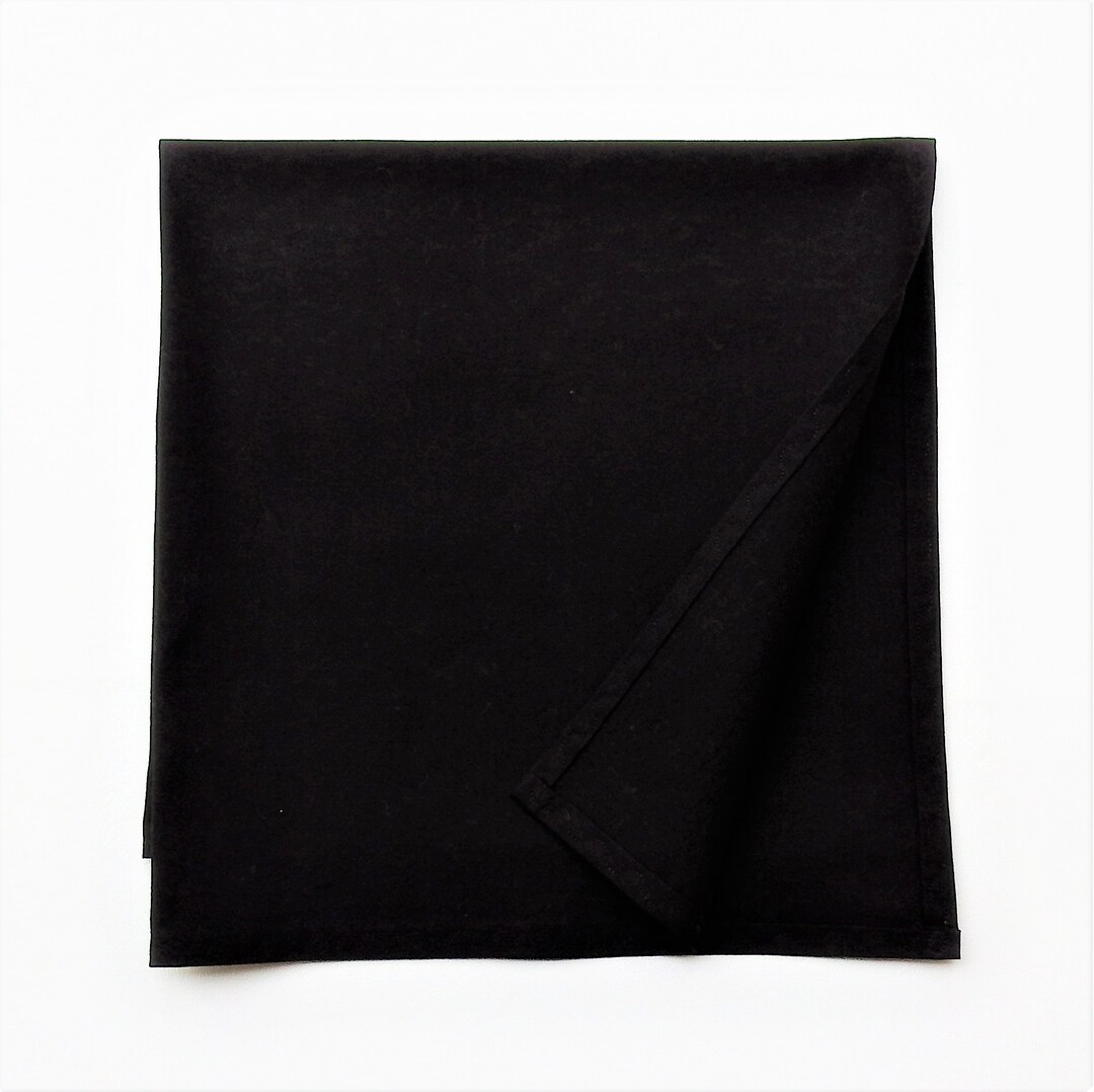 Solid Black Bandana, Black KONA Cotton, Black Head Wrap, Headband, 22 Square, Travel, Hiking ...