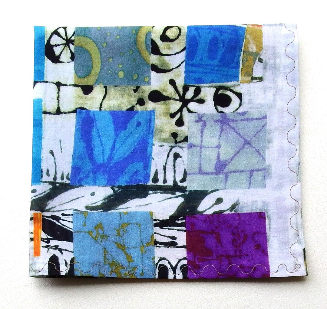 Cotton Hanky, Modern Abstract Fabric, Colorful Blocks, 13 Pocket Square ...