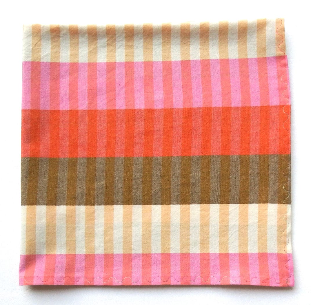 Woven Cotton Bandana, Swedish Stripes, Fableism Fabric, Pink Orange ...